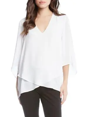 Karen Kane KAREN KANE Asymmetrical Crepe Top Off White