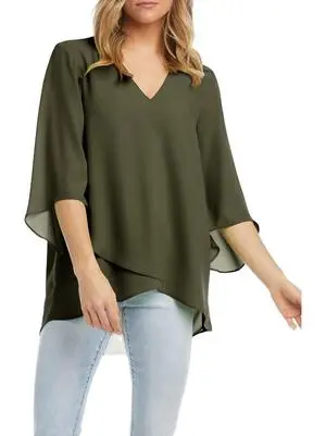 Karen Kane Karen Kane Asymmetrical Crepe Top Olive