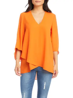 Karen Kane Karen Kane Asymmetrical Crepe Top Orange