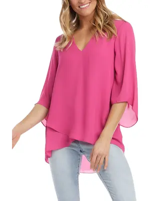 Karen Kane Karen Kane Asymmetrical Crepe Top Pink