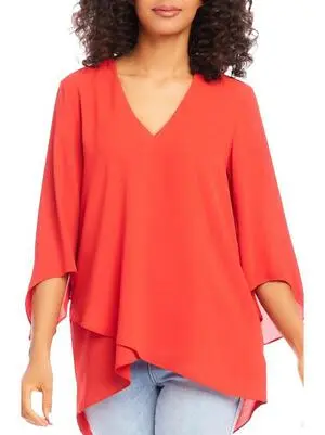 Karen Kane Asymmetrical Crepe Top - Saffron
