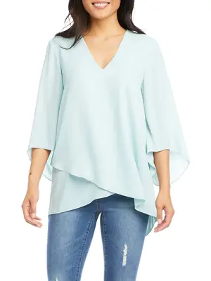 Karen Kane Karen Kane Asymmetrical Crepe Top Seafoam
