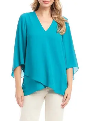 Karen Kane KAREN KANE Asymmetrical Crepe Top Teal