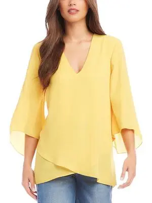 Karen Kane Karen Kane Asymmetrical Crepe Top Yellow