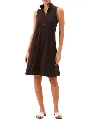 Karen Kane Travel Jersey Half Zip Shift Dress Brown