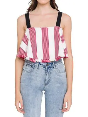 English Factory Stripe Crop Tank - Red