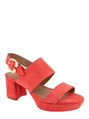 Aerosoles Platform Slingback Sandal - Coral Suede