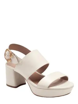 Aerosoles Platform Slingback Sandal Eggshell Leather