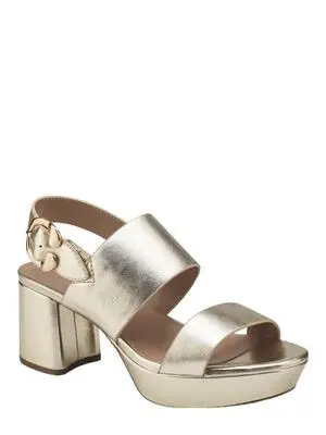 Aerosoles Platform Slingback Sandal - Gold Metallic Leather