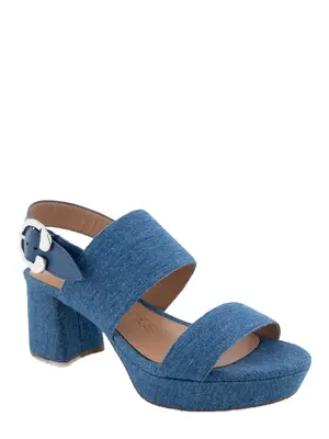 Aerosoles Platform Slingback Sandal Medium Blue Denim