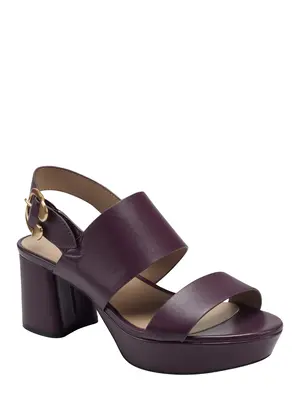 Aerosoles Platform Slingback Sandal Purple Leather