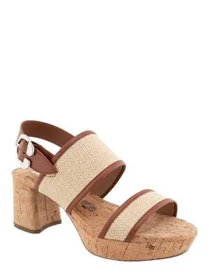 Aerosoles Platform Slingback Sandal Sand Raffia