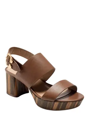 Aerosoles Platform Slingback Sandal Tan Leather