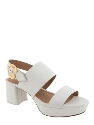 Aerosoles Platform Slingback Sandal - White Crackled Leather