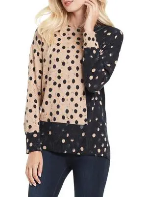 NIC+ZOE Color Block Polka Dot Print Pullover
