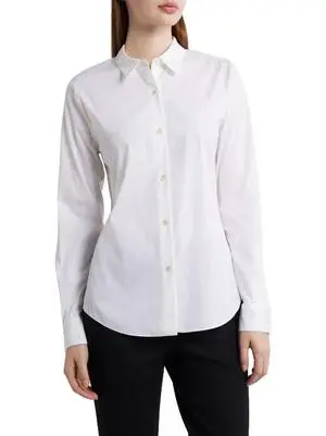 THEORY Tenia Cotton-Blend Blouse