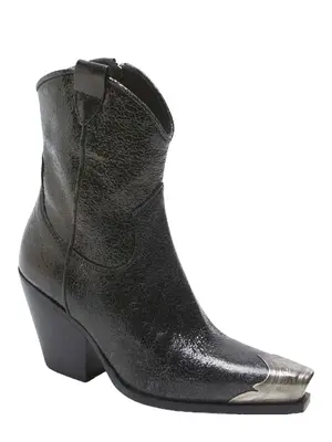 Free People Brayden Western Boots Black Metallic