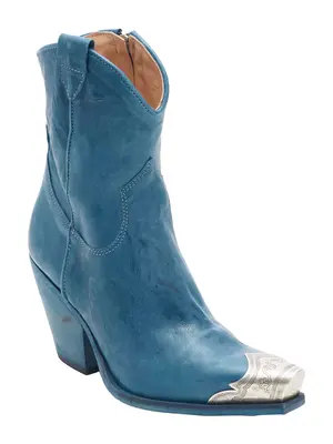 Free People Brayden Western Boots Blue Leather