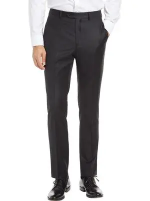 Santorelli Roma Loro Piana Wool Serge Dress Pants - Black