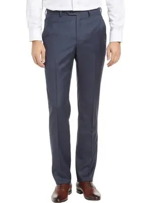 Santorelli Roma Loro Piana Wool Serge Dress Pants - Blue