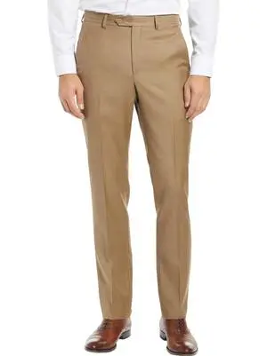 Santorelli Roma Loro Piana Wool Serge Dress Pants - Tan