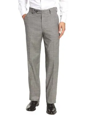 Berle Berle' Touch Finish Plaid Houndstooth Classic Fit Trousers Black/white