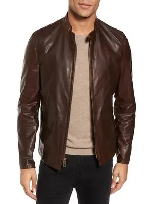 SCHOTT Café Racer Leather Jacket - Brown