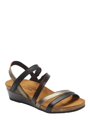 Naot Naot Hero Strappy Wedge Sandal Black Multicolor Leather
