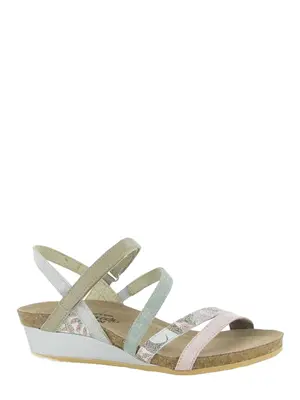 Naot Naot Hero Strappy Wedge Sandal Pink Linen /floral/teal Linen