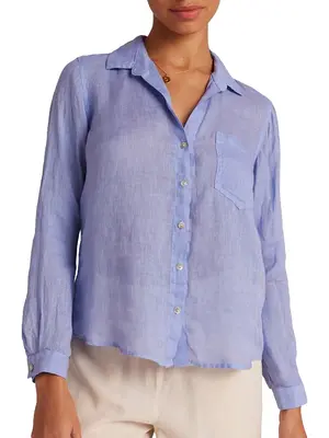 Bella Dahl Bella Dahl Garment Dyed Linen Button-Up Shirt Peri Blue