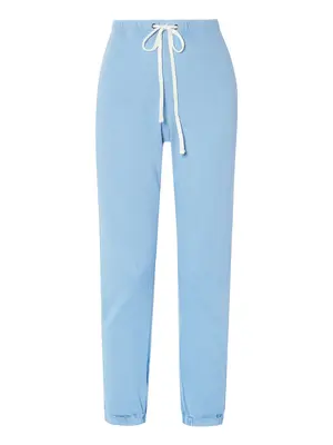 JAMES PERSE James Perse Cropped Supima Cotton-Terry Track Pants Blue