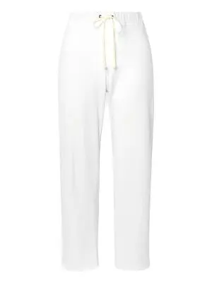 JAMES PERSE Cropped Supima Cotton-terry Track Pants - White