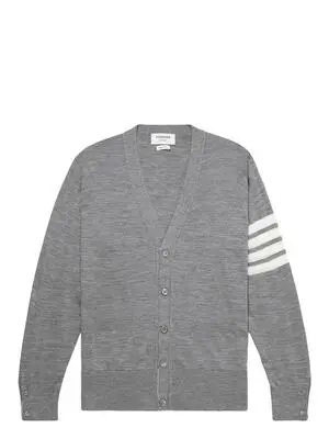 Thom Browne Striped Wool Cardigan - Gray