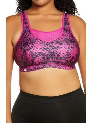 GLAMORISE No-bounce Camisole Elite Sports Bra Fuchsia Print