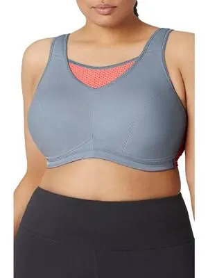 GLAMORISE No-bounce Camisole Elite Sports Bra Gray/coral
