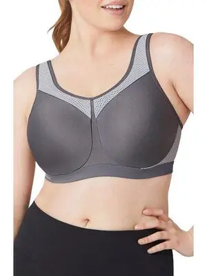 GLAMORISE Seamless Underwire High Impact Sports Bra - Grey