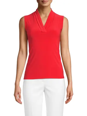 Anne Klein Anne Klein Triple Pleat Sleeveless Blouse Poppy