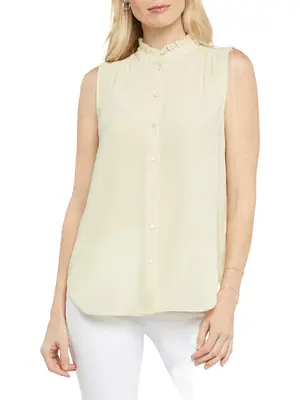 NYDJ NYDJ Print Ruffle Neck Sleeveless Top Butter