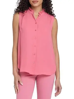 NYDJ NYDJ Print Ruffle Neck Sleeveless Top Desert Rose