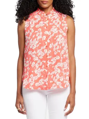NYDJ NYDJ Print Ruffle Neck Sleeveless Top Magdalene