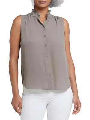 NYDJ NYDJ Print Ruffle Neck Sleeveless Top Saddlewood
