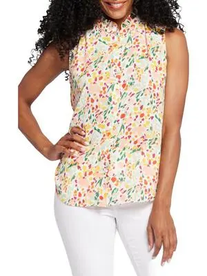 NYDJ Print Ruffle Neck Sleeveless Top - Veronica Springs