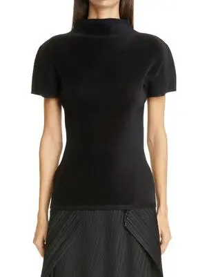 Issey Miyake Pleats Please Issey Miyake Mist Basics Funnel Neck Top Black