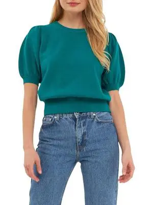 English Factory English Factory Puff Sleeve Crewneck Sweater Emerald