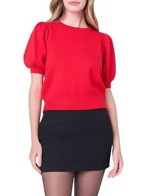 English Factory English Factory Puff Sleeve Crewneck Sweater Red