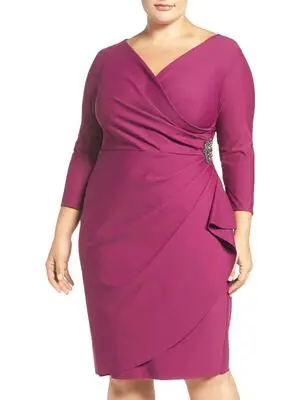 Alex Evenings Embellished Ruched Sheath Cocktail Dress - Passion