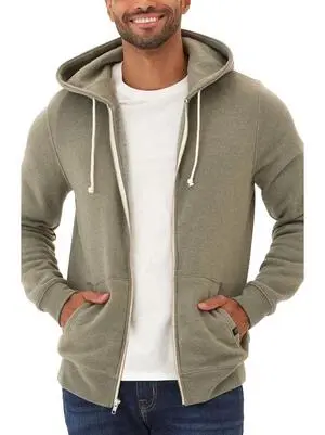THREADS 4 THOUGHT Trim Fit Heathered Fleece Zip Hoodie Artichoke