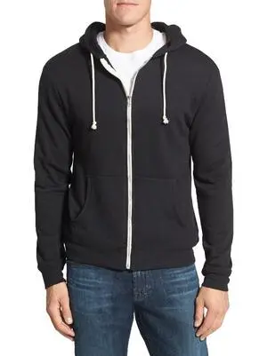 THREADS 4 THOUGHT Trim Fit Heathered Fleece Zip Hoodie - Black