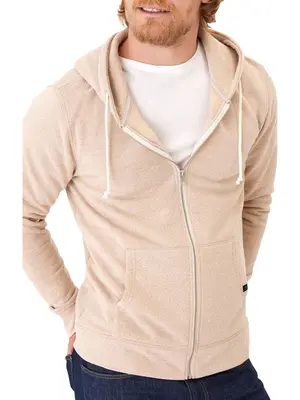 THREADS 4 THOUGHT Trim Fit Heathered Fleece Zip Hoodie Chai