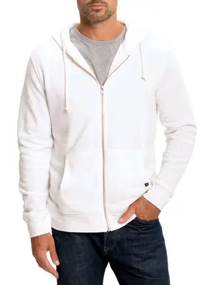 THREADS 4 THOUGHT Trim Fit Heathered Fleece Zip Hoodie Cloud White